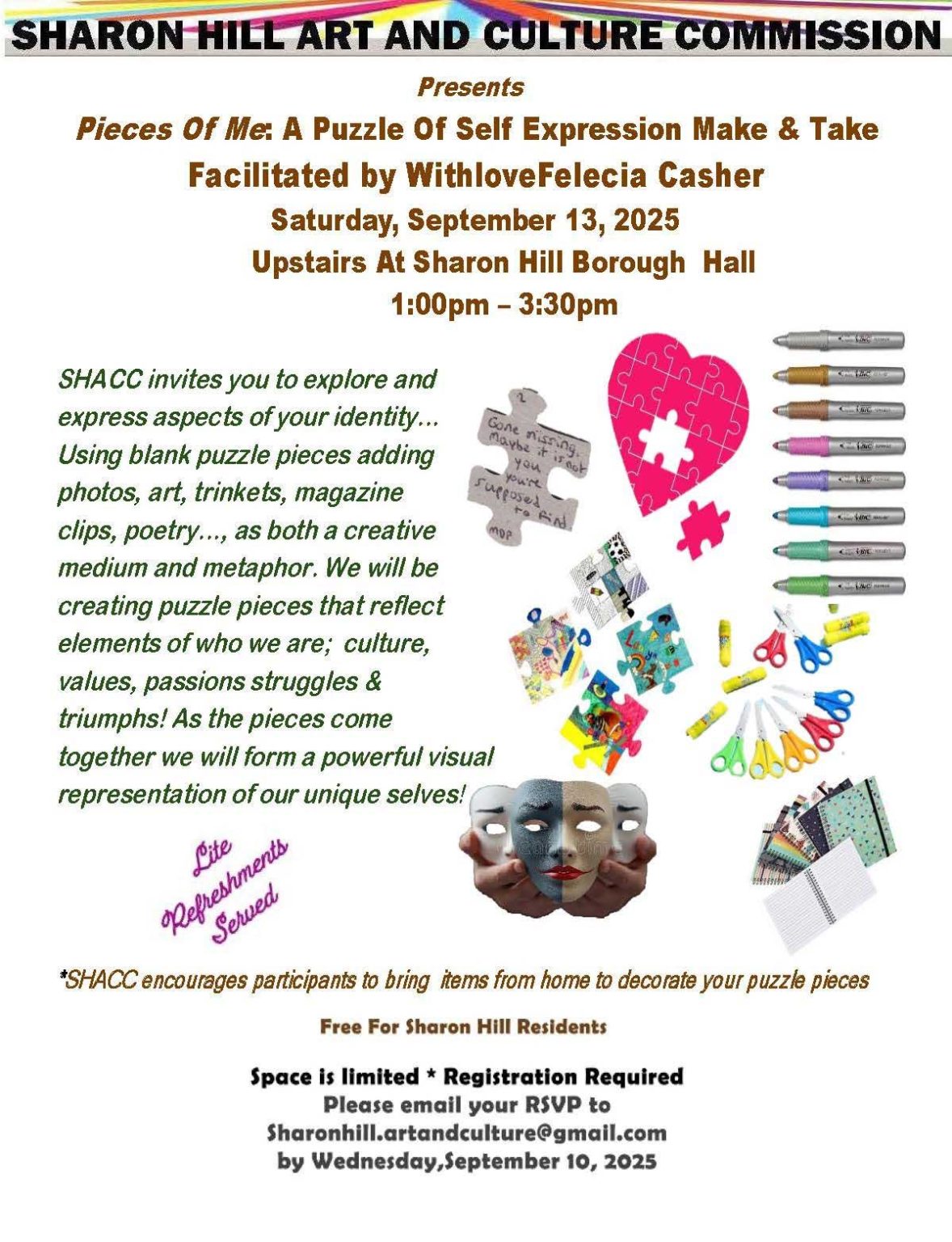 Pieces Of Me: A Puzzle Of Self Expression Make & Take - Sharon Hill Borough