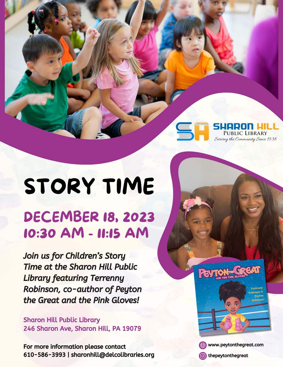Children's Story Time featuring author Terrenny Robinson - Sharon Hill ...