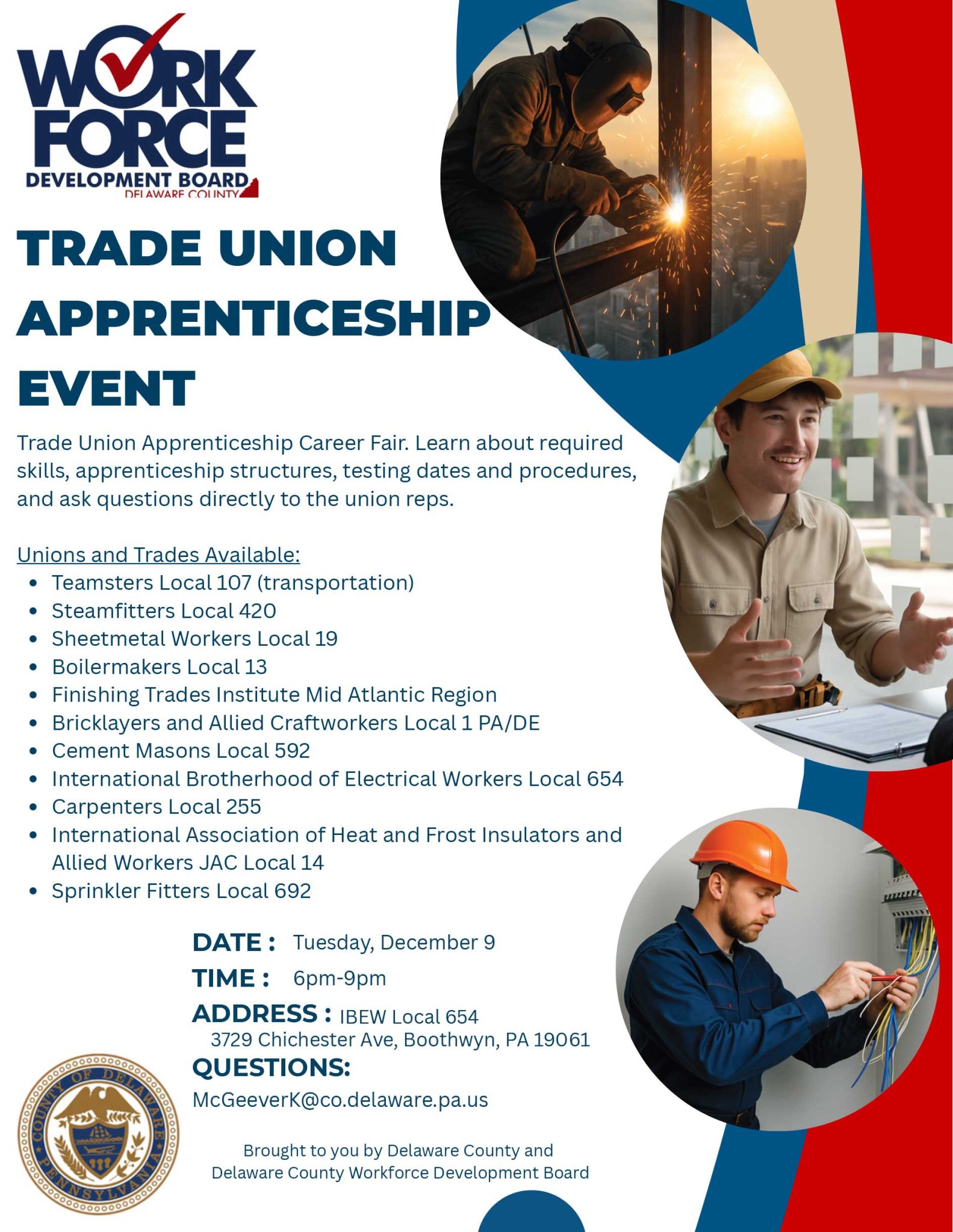 Trade Union Apprenticeship Event - Tuesday, December 9 in Boothwyn ...